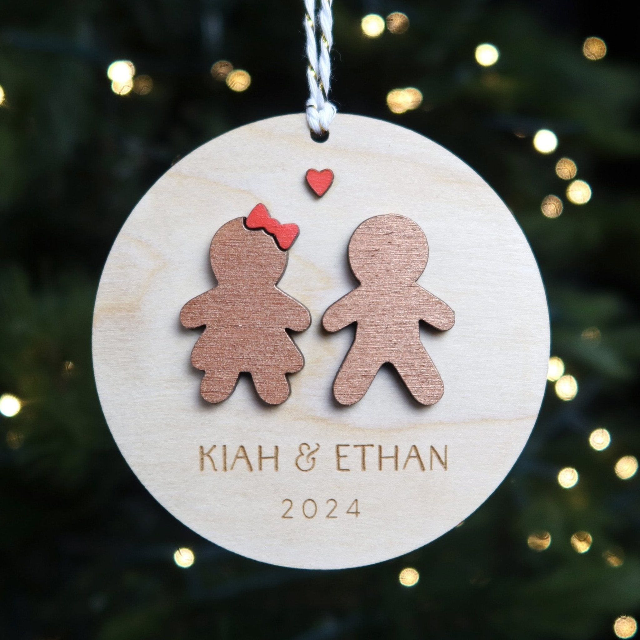 Gingerbread Personalized Couple Christmas Ornament