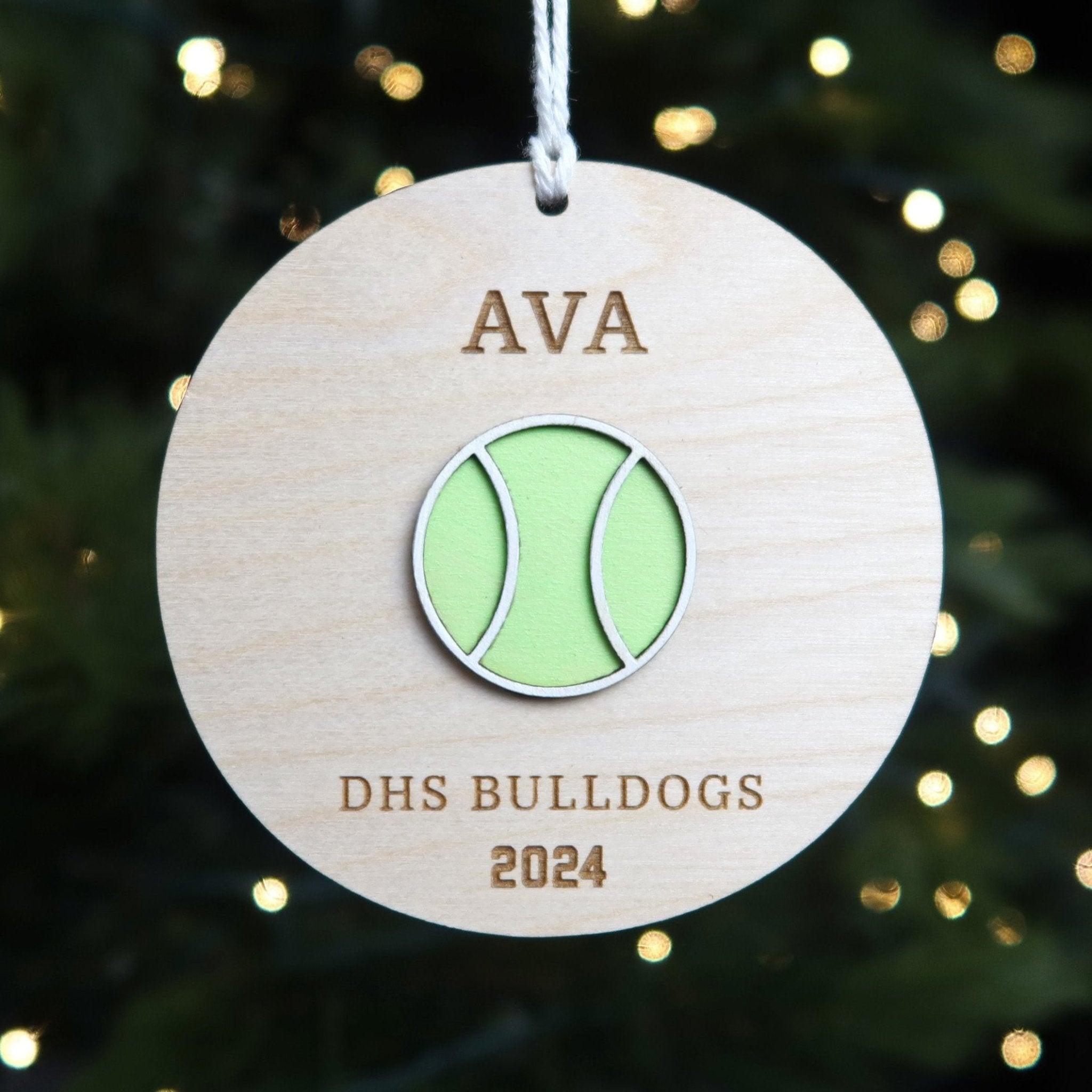 Personalized Tennis Athlete Ornament 2024 – Moon Rock Prints