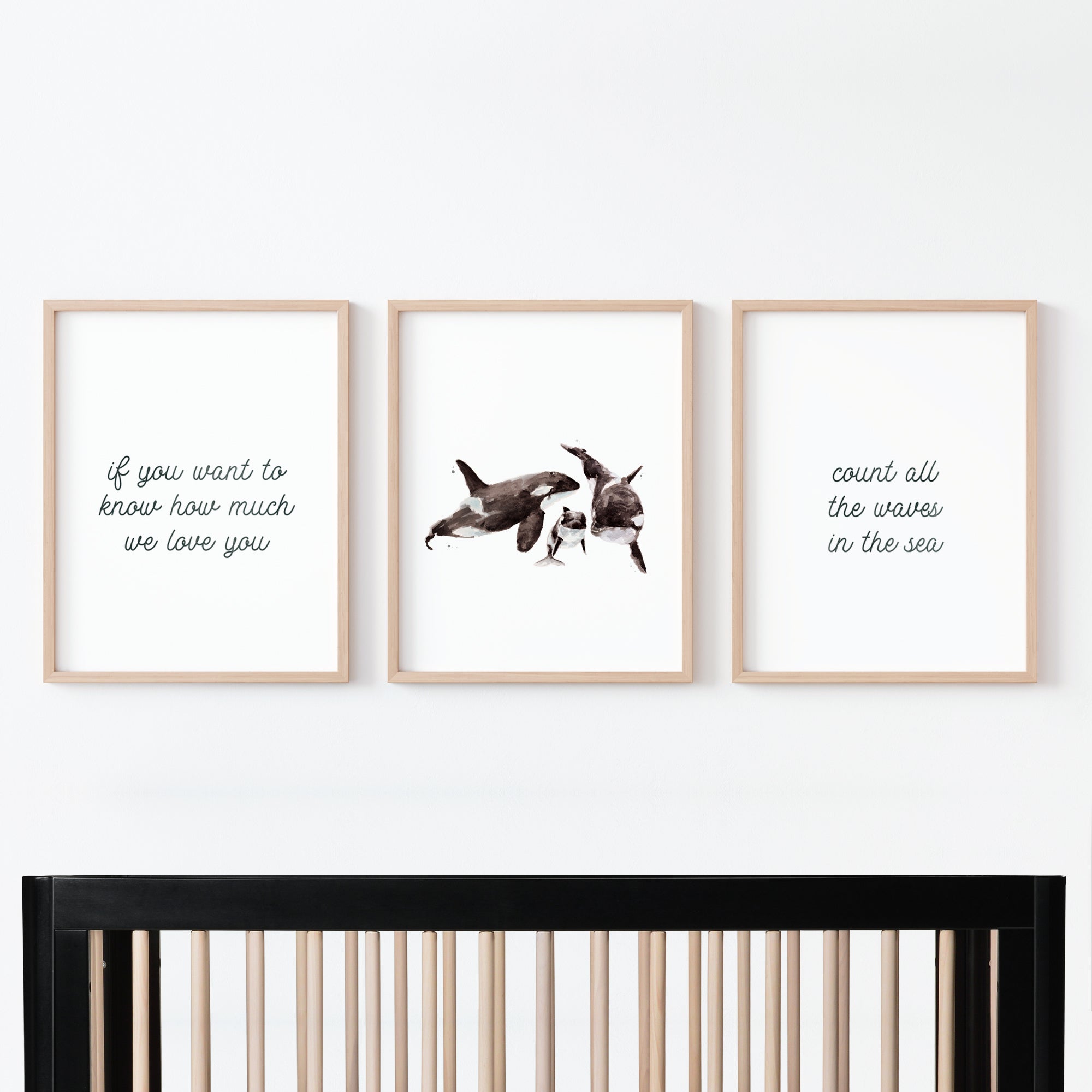 Count All The Waves Orca Print Set for Ocean Nursery – Moon Rock Prints
